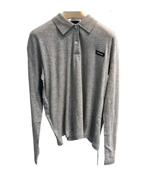 Miu Miu Long-sleeved Jersey Polo Shirt - Grey