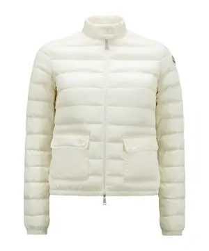 Moncler Zipped Puffer Jacket With Stand Collar And Pocket Detail - White