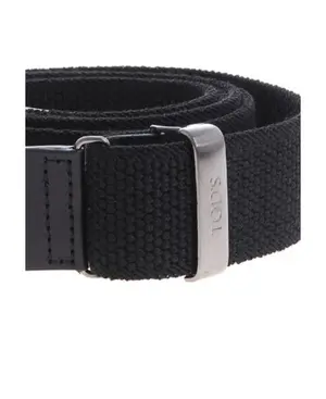 TOD'S Cotton Belt With Silver Buckle - Black
