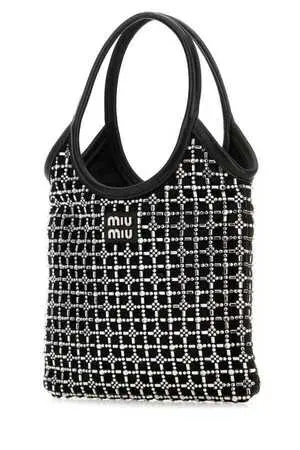 Miu Miu Ivy Satin Handbag With Synthetic Crystals