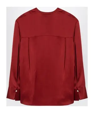 Vince Long-sleeved V-neck Button-up Shirt - Red