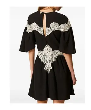 TWINSET Lace V-neck Mini Dress
