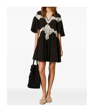 TWINSET Lace V-neck Mini Dress