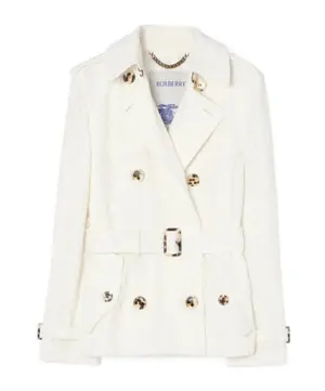 Burberry Short Paisley Lace Trench Coat - Chalk White