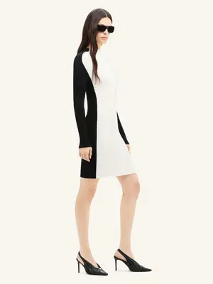 COURREGES Contrast-frame Ribbed-knit Mini Dress