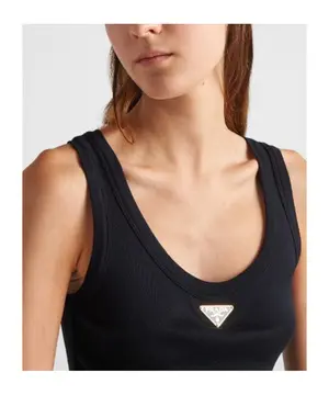 Prada Ribbed Knit Jersey Tank Top