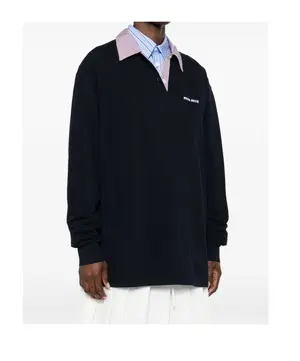 Miu Miu Logo-embroidered Long-sleeved Polo Shirt