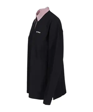 Miu Miu Logo Embroidered Long-sleeved Polo Shirt