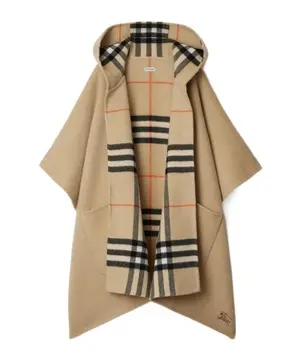Burberry Burberry Reversible Hooded Cape With Equestrian Knight Embroidery Sand-colored