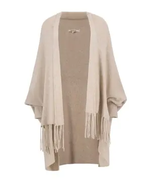 Barbour Tabitha Fringe Detailed Cape - Nude