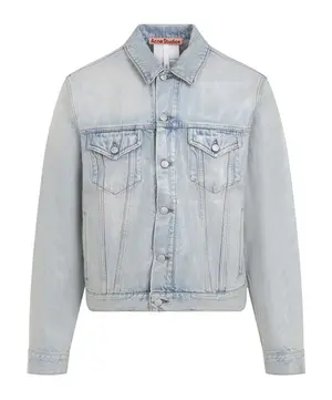 Acne Studios Collared Button-up Denim Jacket - Gray