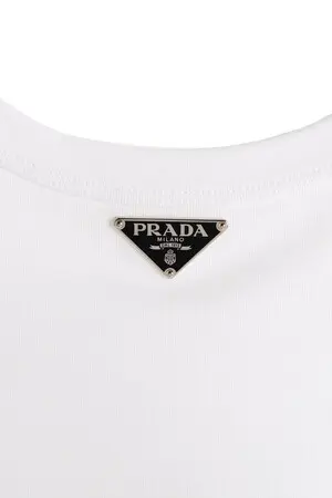 Prada Tailored Ribbed Knit Cropped Top