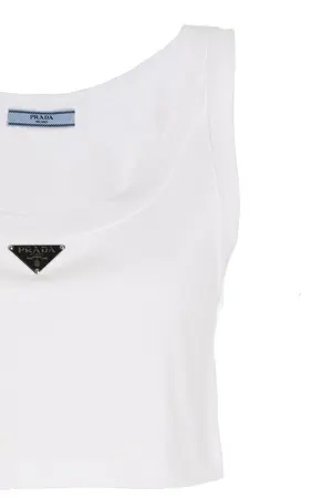 Prada Tailored Ribbed Knit Cropped Top