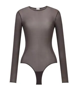 Saint Laurent Crewneck Bodysuit In Jersey - Black
