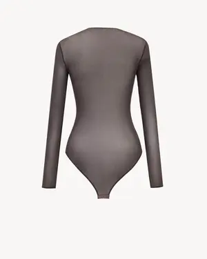 Saint Laurent Crewneck Bodysuit In Jersey - Black