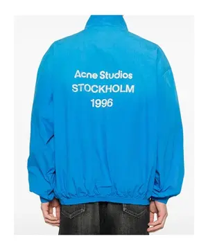 Acne Studios Logo Print Zip Jacket - Bright Blue