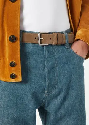 Loro Piana Suede Belt With Palladium Buckle - Dusk