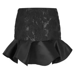 GANNI Satin Mini Skirt With Lace Trim