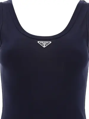 Prada Logo Plaque Sleeveless Tank Top