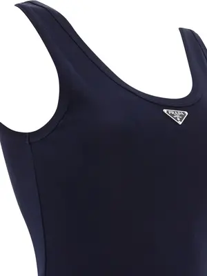 Prada Logo Plaque Sleeveless Tank Top