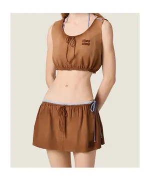 Miu Miu Waxed Suede Mini Skirt