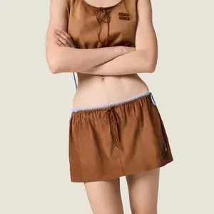 Miu Miu Waxed Suede Mini Skirt