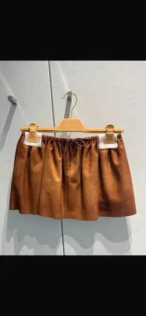 Miu Miu Waxed Suede Mini Skirt