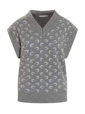 MARINE SERRE Moon Jacquard Knitted Vest