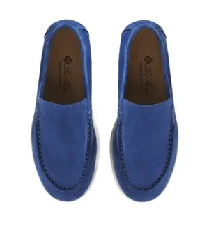 Loro Piana Summer Walk Round-headed Loafers - Deep Blue