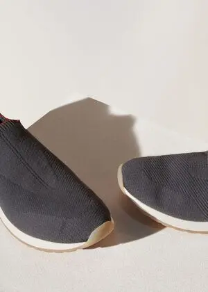 Loro Piana Low-cut Knit Wool Sneakers With Calfskin Trim - Black