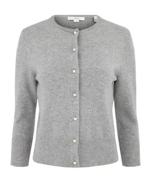 Vince Button Embellished Knitted Cardigan - Gray