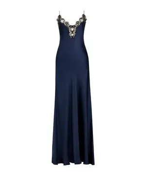 Saint Laurent Silk Satin Lace Slip Dress - Black