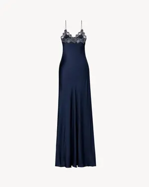 Saint Laurent Silk Satin Lace Slip Dress