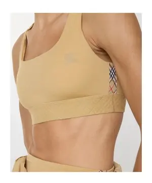 Burberry Stretch Nylon Bra Top With Check Trim