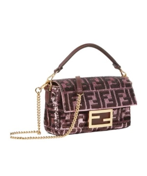 Fendi Baguette Mini Ff Sequin Bag - Pink