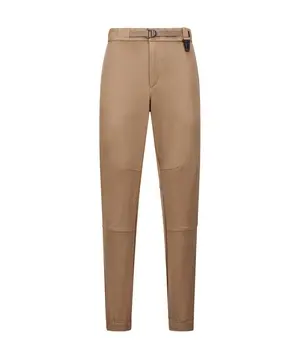 Moncler Twill Trousers With Elasticated Waistband And Buckle Detail