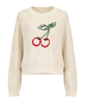 TWINSET Open Knit Cherry Knitted Sweater - Nude