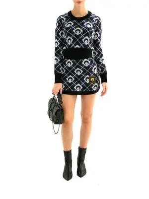 MARINE SERRE Moon Argyle Knitted Cropped Jumper