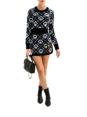 MARINE SERRE Moon Argyle Knitted Cropped Jumper