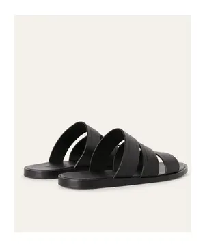Loro Piana Naha Leather Slides - Black