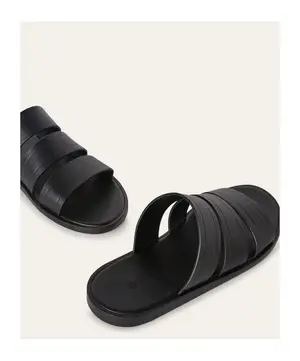 Loro Piana Naha Leather Slides - Black