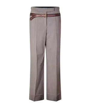 Prada Trompe-l'oeil High-waisted Wide-leg Pants - Gray