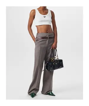 Prada Trompe-l'oeil High-waisted Wide-leg Pants