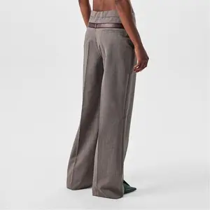 Prada Trompe-l'oeil High-waisted Wide-leg Pants