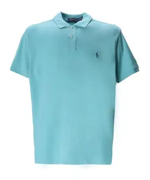 Polo Ralph Lauren Logo-embroidered Straight Hem Polo Shirt - Blue