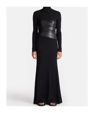 Nanushka Draped Panel Roll Neck Maxi Dress - Black