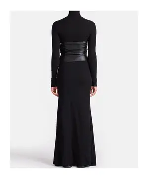 Nanushka Draped Panel Roll Neck Maxi Dress - Black