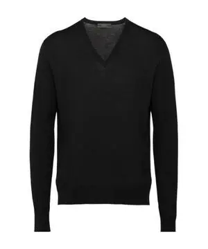 Prada V-neck Knitted Jumper - Black