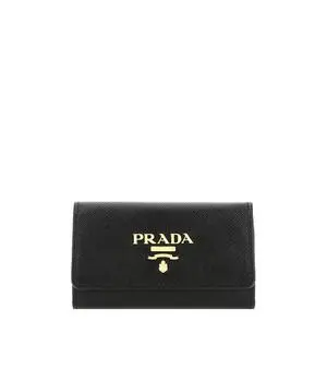 Prada Logo Key Ring Case - Black