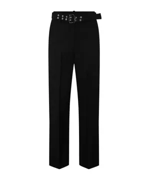 GANNI Pin Buckle Belt Casual Pants - Black